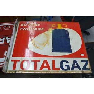 French Enamel Gas Sign - Butane Propane Total Gaz - Signage - Advertising