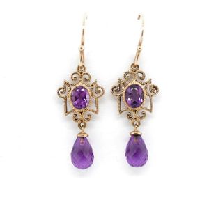 Amethyst & Rose Gold Filigree Drop Earrings - Handmade - Earrings ...