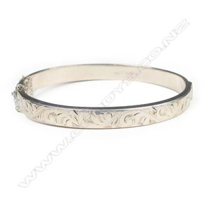 Engraved Half-Hinged Sterling Silver Bangle - Bracelets/Bangles - Jewellery