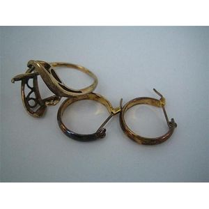 Gold Ring-Mount and Silver-Gilt Hoop Earrings Set - Earrings - Jewellery