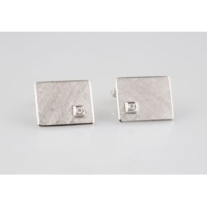 Rectangular Diamond Cuff Links in 14ct White Gold - Cufflinks & Studs ...
