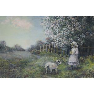 Girl and Sheep - Oil Paintings and Acrylics - Art