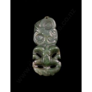 18th Century Hei Tiki Carved in Pale Inanga Stone - New Zealand Maori ...