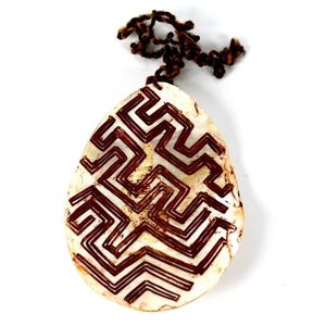Kimberley Pearl Shell Pendant with Interlocking Design and Red Ochre ...