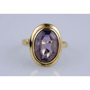 Oval Amethyst Ring in 9ct Rub-over Mount - Rings - Jewellery