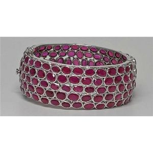 Ruby Set Silver Bangle - Five Rows - Bracelets/Bangles - Jewellery