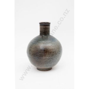 Ovoid Ribbed Floor Vase with Tenmoku Glaze - New Zealand Potters ...