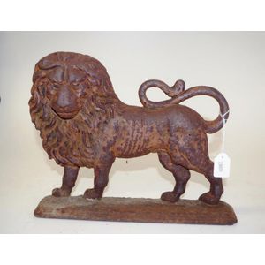Vintage Cast Iron Lion Door Stop - Standing Lion Form - Cast Iron ...