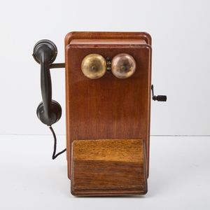 Vintage Wooden Wall Mount Manual Phone - 39x30x25 cm - Telephones ...
