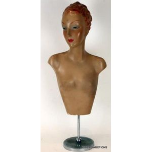 1930s French Art Deco Female Mannequin Bust on Stand - Zother - Office ...