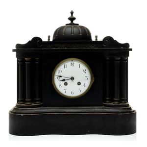 Black Slate Mantel Clock with Key - Untested - 36cm - Clocks - Marble ...