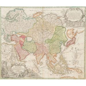 1730 Hand Coloured Map of Asia by Homann - Maps - Printed & Written ...