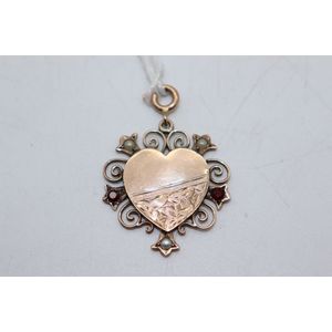 Victorian Garnet and Pearl Heart Pendant - Pendants/Lockets - Jewellery