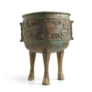 Han Dynasty Chinese Bronze Ding with Taotie Mask Motif - Asian ...