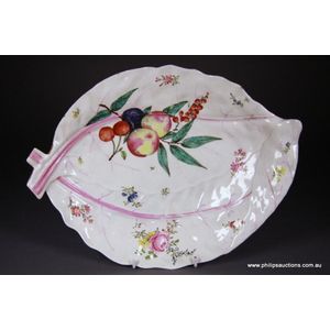 Worcester Leaf Dish with Fruit and Flowers - Worcester - Ceramics