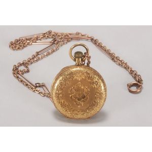 18K Gold Pocketwatch with Enamel Dial and Foliate Designs - Watches ...