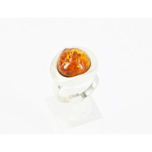 Adjustable Amber Sterling Silver Ring - 7.8g - Rings - Jewellery