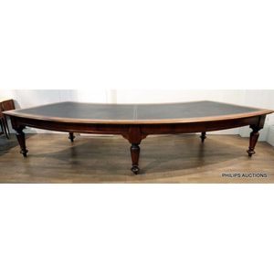 Victorian Mahogany Library Table with Tooled Leather Top - Tables ...