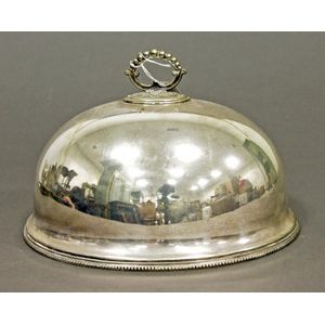 Victorian Silver Plated Meat Cover with Beaded Edge - Zother - Silver Plate