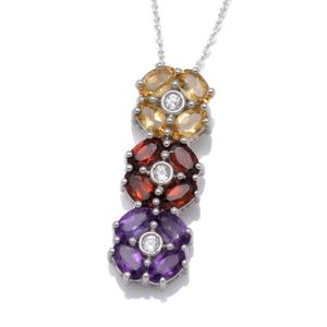 Triple Cluster Gemstone Pendant Necklace - Pendants/Lockets - Jewellery