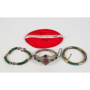 Chinese Silver Gilt and Jade Bangles - Zother - Oriental