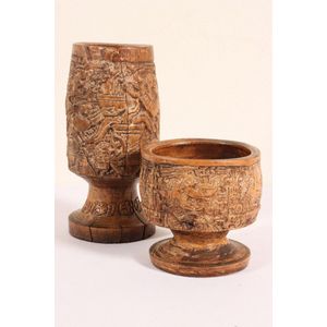 Wooden Mayan Cups with Ritual Depictions - Zother - Antiquities