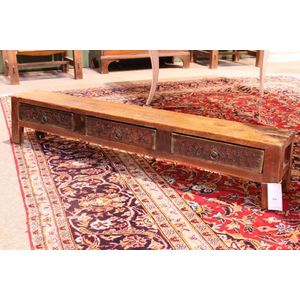 Chinese Temple Bench with Cherry Blossom Carvings - Furniture - Oriental