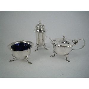 Hardy Bros Silver Condiment Set with Fitted Case - Condiment & Cruet ...