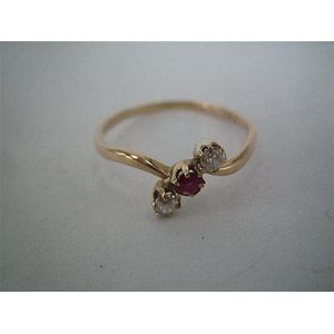 Ruby and Diamond Crossover Ring in 15ct Gold - Rings - Jewellery