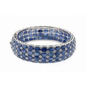 Blue Sapphire Snap Bangle with Silver Setting - Bracelets/Bangles ...