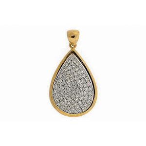 18ct Gold Diamond Drop Pendant with 90 Stones - Pendants/Lockets ...