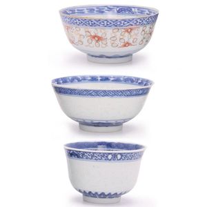 Chinese Rice Grain Porcelain Bowls with Character Marks - Ceramics ...
