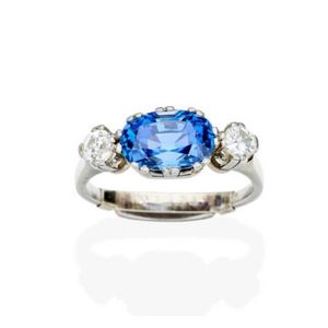 3.92ct Oval Sapphire and Diamond Ring in White Gold - Rings - Jewellery