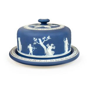 Antique English Wedgwood Blue Jasper Ware Cheese Dish & Cover ...
