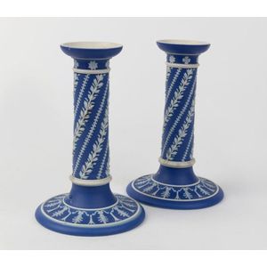 Antique Wedgwood Blue Jasper Ware Candlesticks, 19th Century - Wedgwood ...