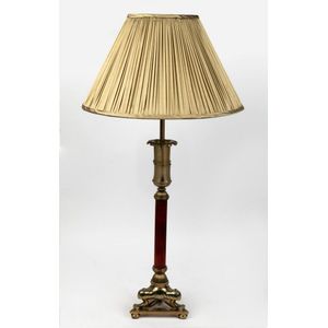 Georgian Brass and Glass Column Table Lamp with Lion Feet - Lamps ...
