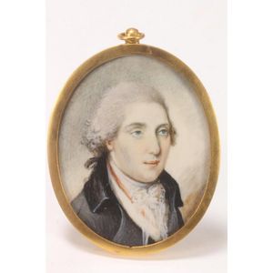 Georgian ivory portrait miniature of young gentleman in gilt frame ...