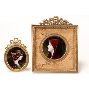 French Enamel Portrait Miniatures: Saint Fabiola and Oval Portrait ...