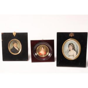 Framed portrait miniatures: Georgian gentleman, Mrs Bailey, Pauline ...