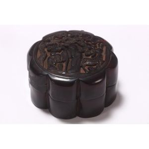 Chinese Reconstituted Amber Box with Carved Figures and Deer - Zother ...