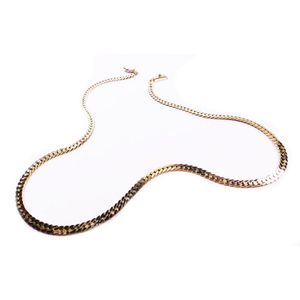 14ct Yellow Gold Flat Curb Link Snake Chain, 44cm, 18g - Necklace/Chain ...