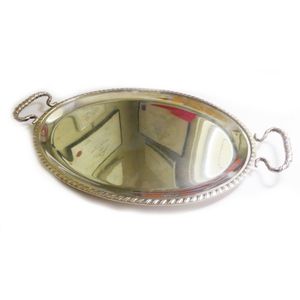 800 Silver Oval Platter with Rope Patterned Edges and Handles - Trays ...