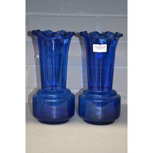 Antique French Blue Glass Vases (Pair) - French - Glass
