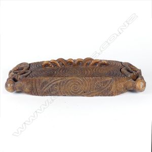 Papahou Treasure Box with Stylized Tiki Figures - New Zealand Maori ...