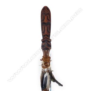 New Zealand Maori artefacts taiaha (fighting stick), kakauroa (staff ...