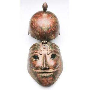 Bronze Chinese Warrior Mask/Helmet, 32 cm - Bronze - Oriental