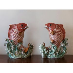 Chinese Ceramic Leaping Carp Pair - Ceramics - Chinese - Oriental