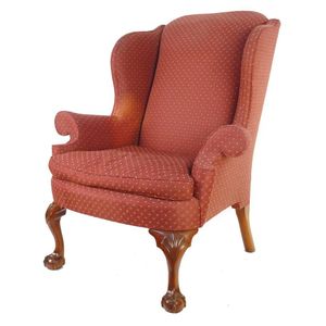 Georgian Wingback Armchairs with Red Brocade Covers - Seating - Singles ...