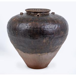 16th Century Burmese Brown Glazed Pottery Martaban Jar, Monumental Size ...