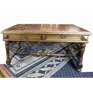 French Henry II Walnut Centre Table with Marble Top - Tables - Centre ...